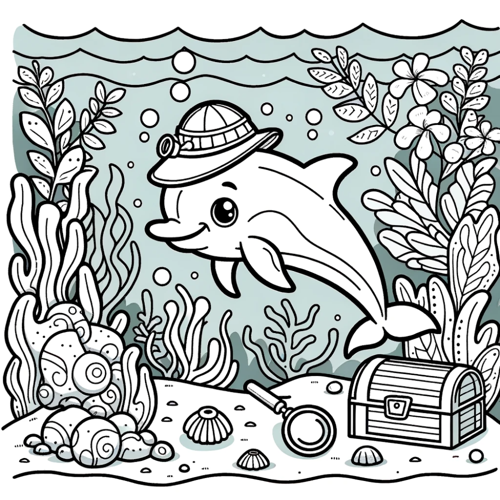 Coloring Page: Dolphin Explorer Color Page for Kids - Fun Underwater ...