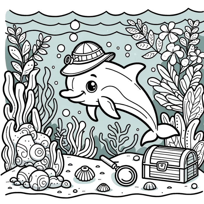 Coloring Page: Dolphin Explorer Color Page for Kids - Fun Underwater ...