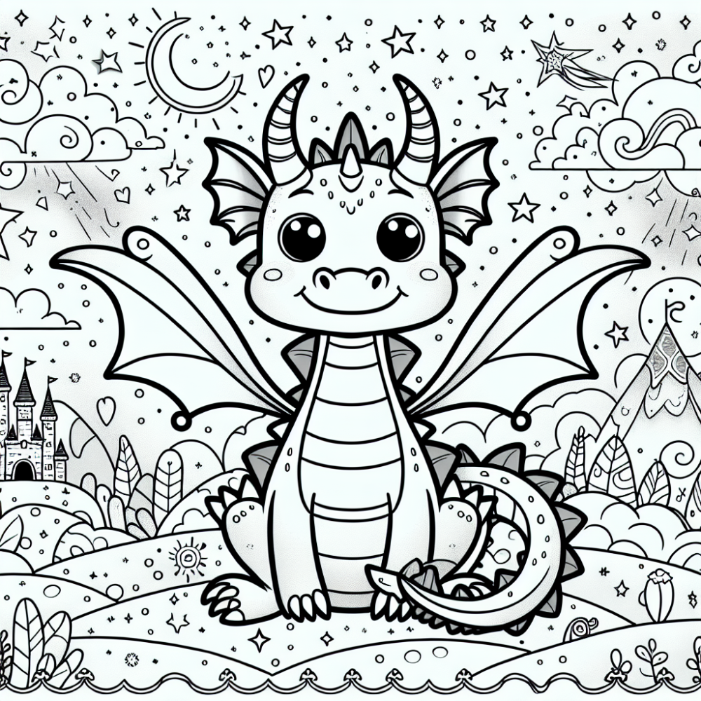 Coloring Page: Enchanting Dragon Color Page for Kids