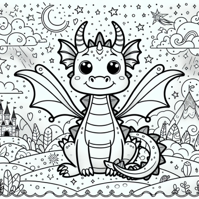 Coloring Page: Enchanting Dragon Color Page for Kids