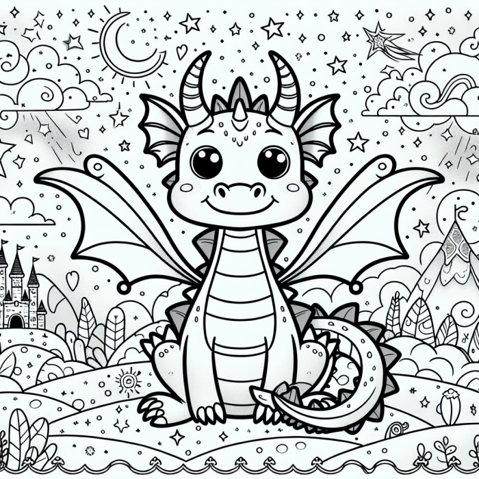 Coloring Page: Enchanting Dragon Color Page for Kids