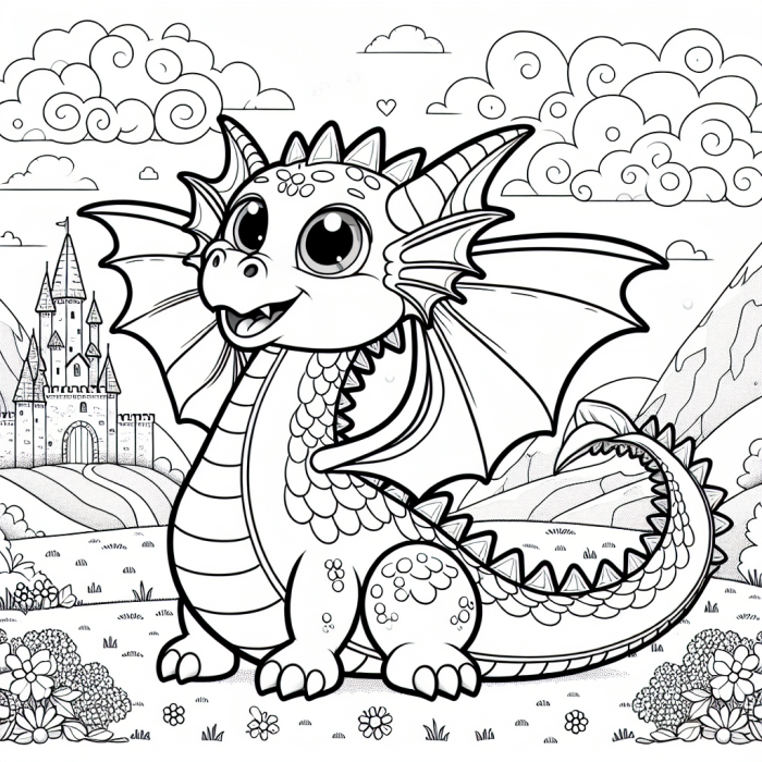 Coloring Page: Enchanting Dragon Color Page for Kids