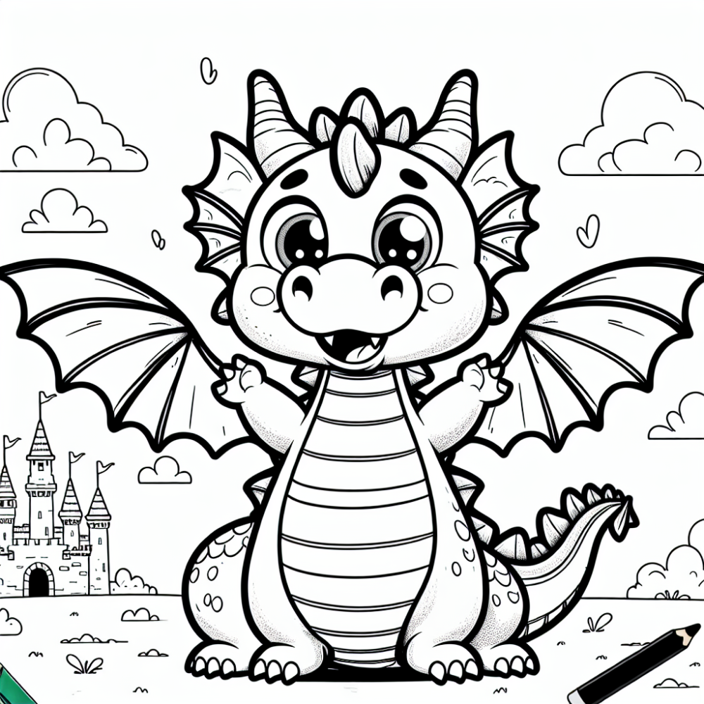 Coloring Page: Adorable Dragon Color Page for Kids