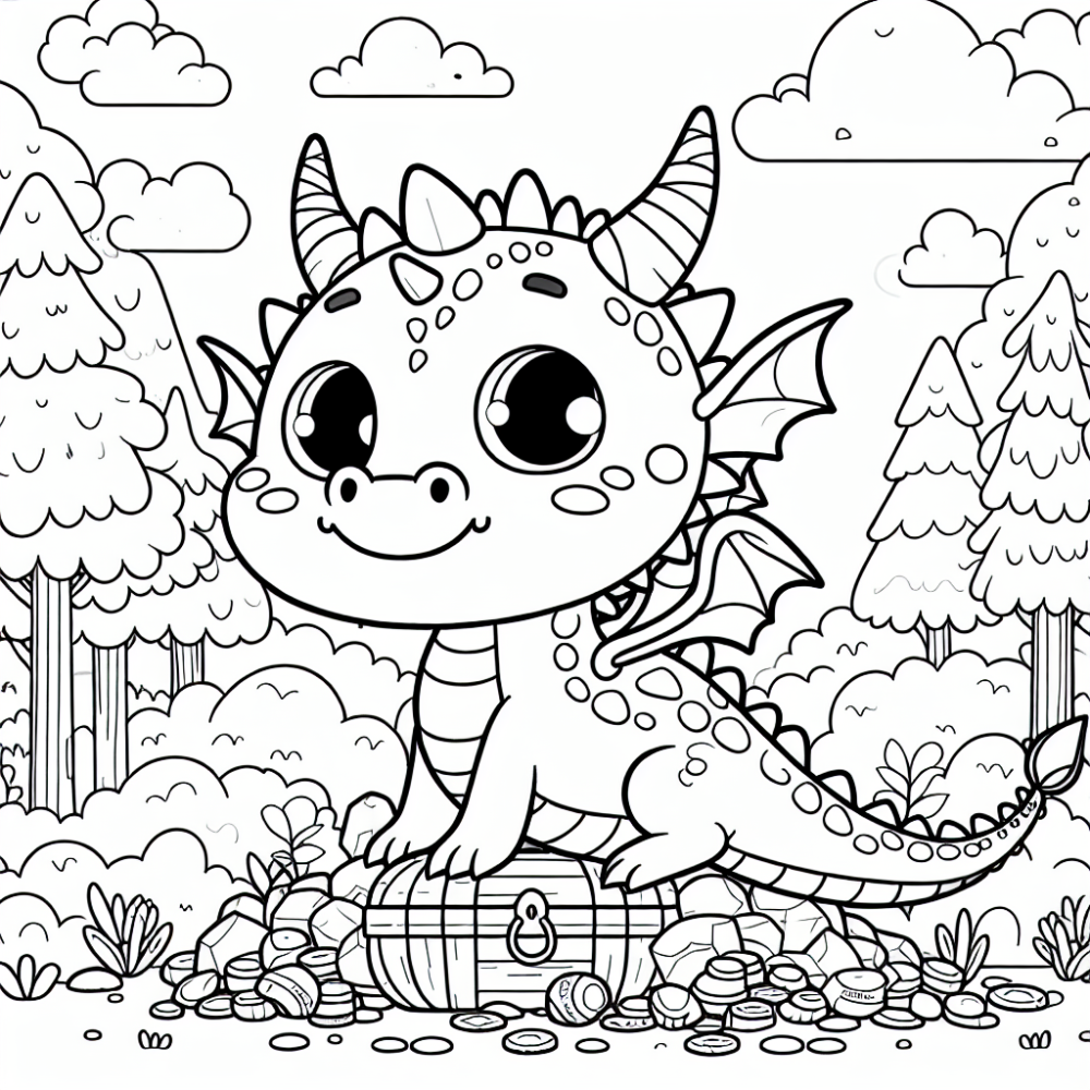 Coloring Page: Adorable Dragon Color Page for Kids: Fun and Educational
