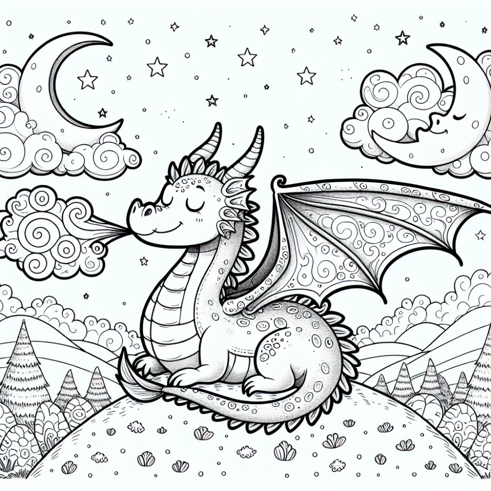 Coloring Page: Magical Dragon Color Page for Kids