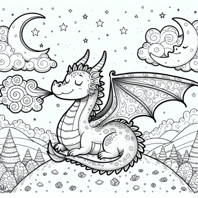 Coloring Page: Magical Dragon Color Page for Kids