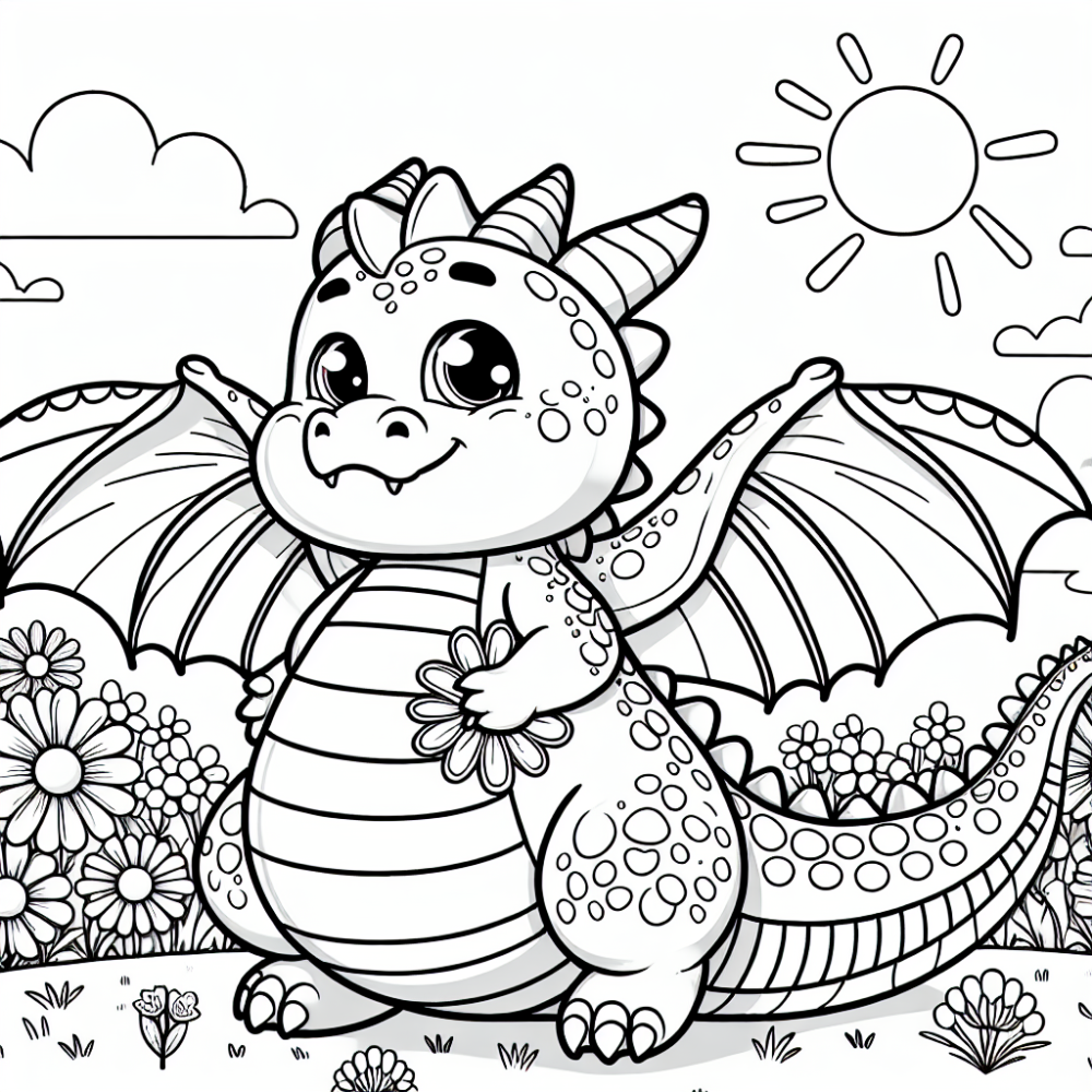 Coloring Page: Charming Dragon Color Page for Kids - Fun and Educational