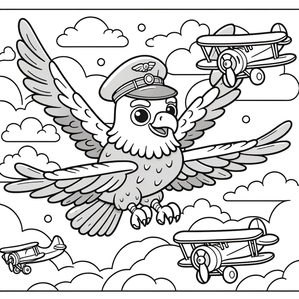 Coloring Page: Aerial Adventure: Color Page for Kids of All Ages