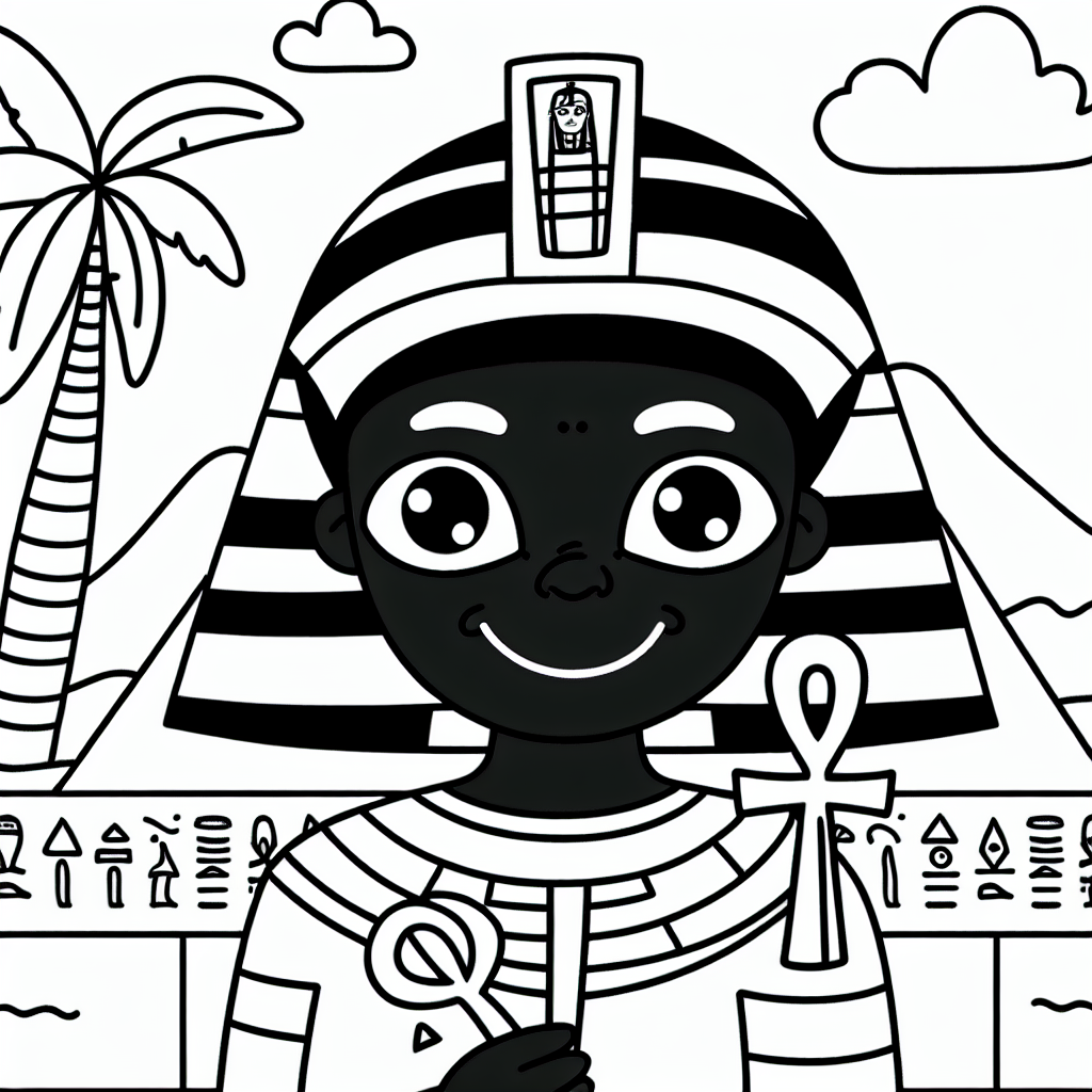 Coloring Page: Ancient Egyptian Pharaoh Color Page for Kids