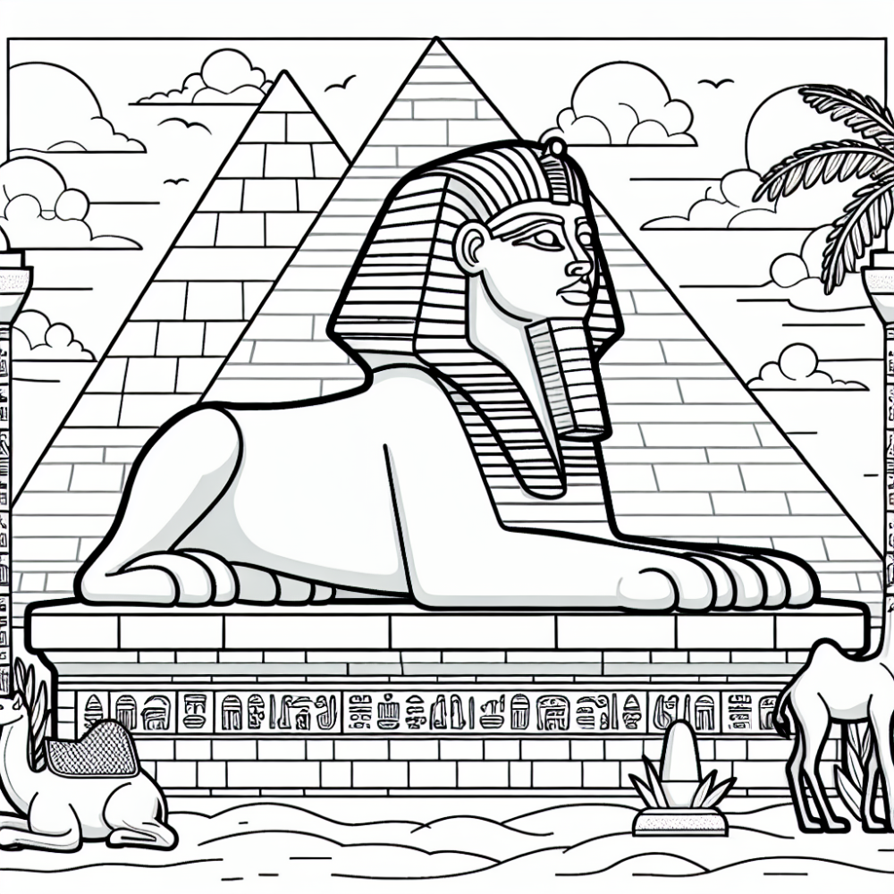 Coloring Page: Ancient Egyptian Sphinx Color Page for Kids