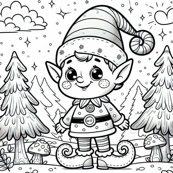 Coloring Page: Festive Elf Color Page for Kids