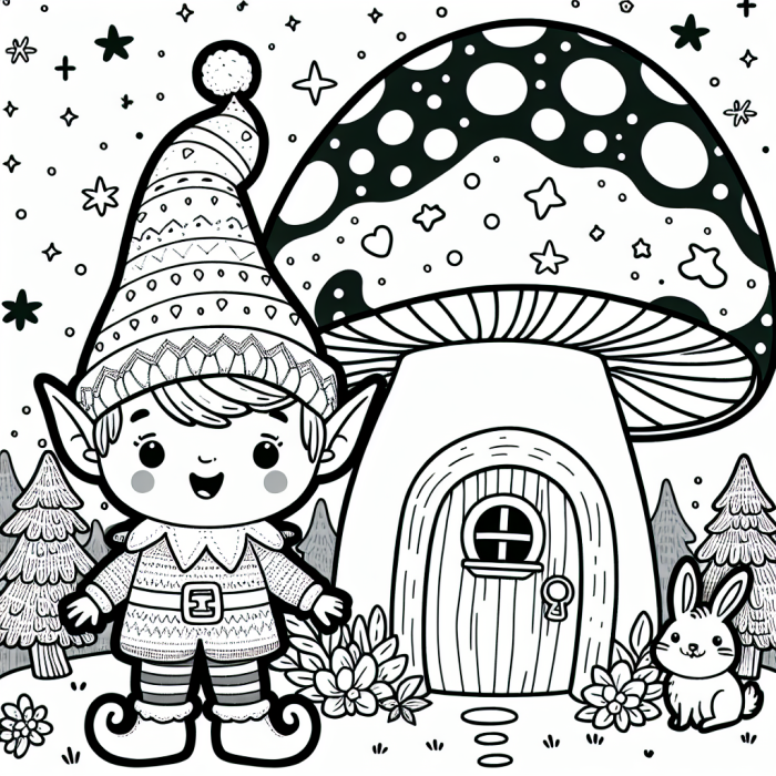Coloring Page: Charming Elf Color Page for Kids