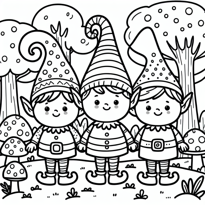 Coloring Page: Magical Forest Elves Color Page for Kids