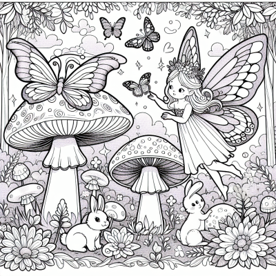 Coloring Page: Enchanting Fairyland Color Page for Kids