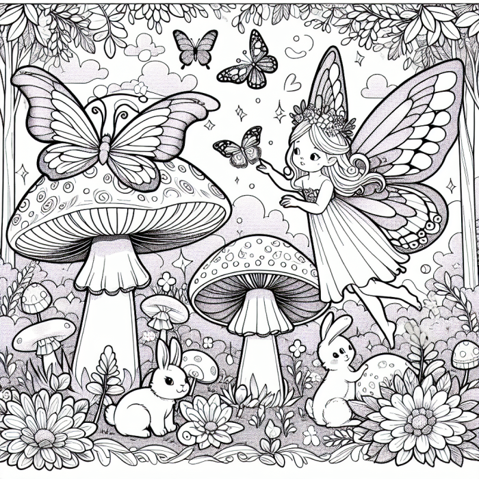 Coloring Page: Enchanting Fairyland Color Page for Kids