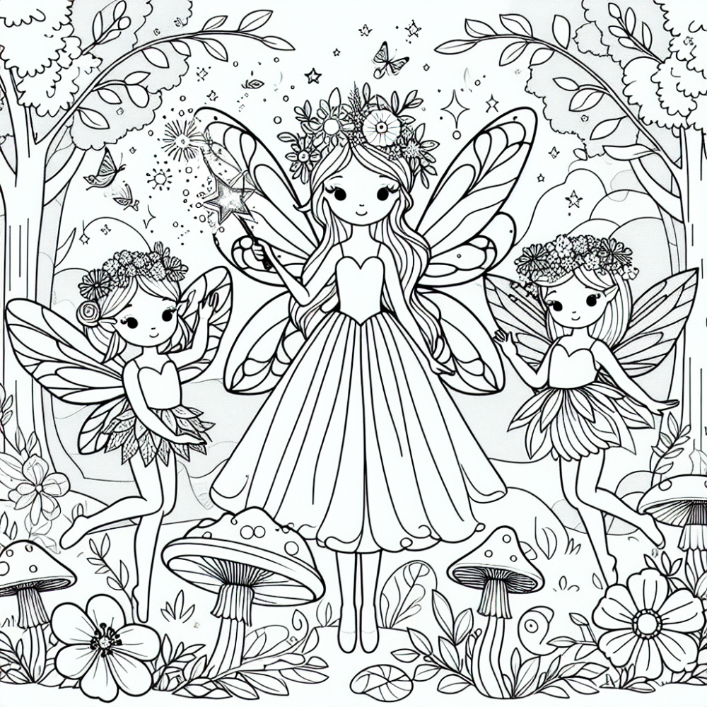 Coloring Page: Beautiful Fairyland Color Page for Kids