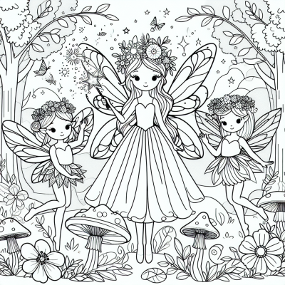 Coloring Page: Beautiful Fairyland Color Page for Kids