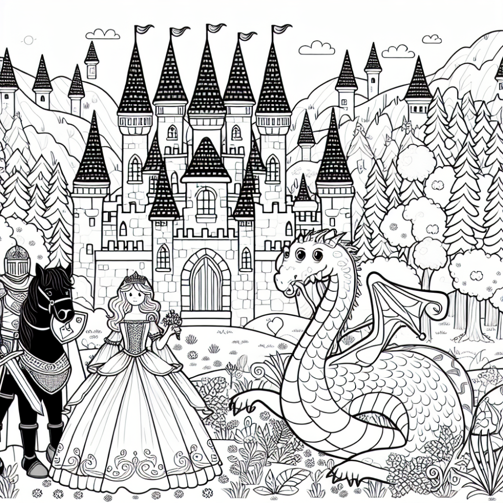 Coloring Page: Enchanting Medieval Kingdom Color Page for Kids