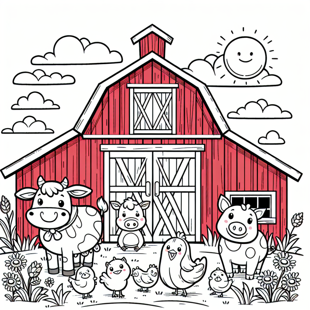 Coloring Page: Fun Farm Animal Color Page for Kids