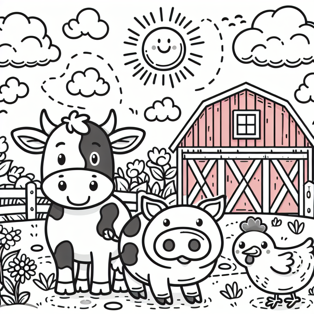 Coloring Page: Delightful Farm Color Page for Kids