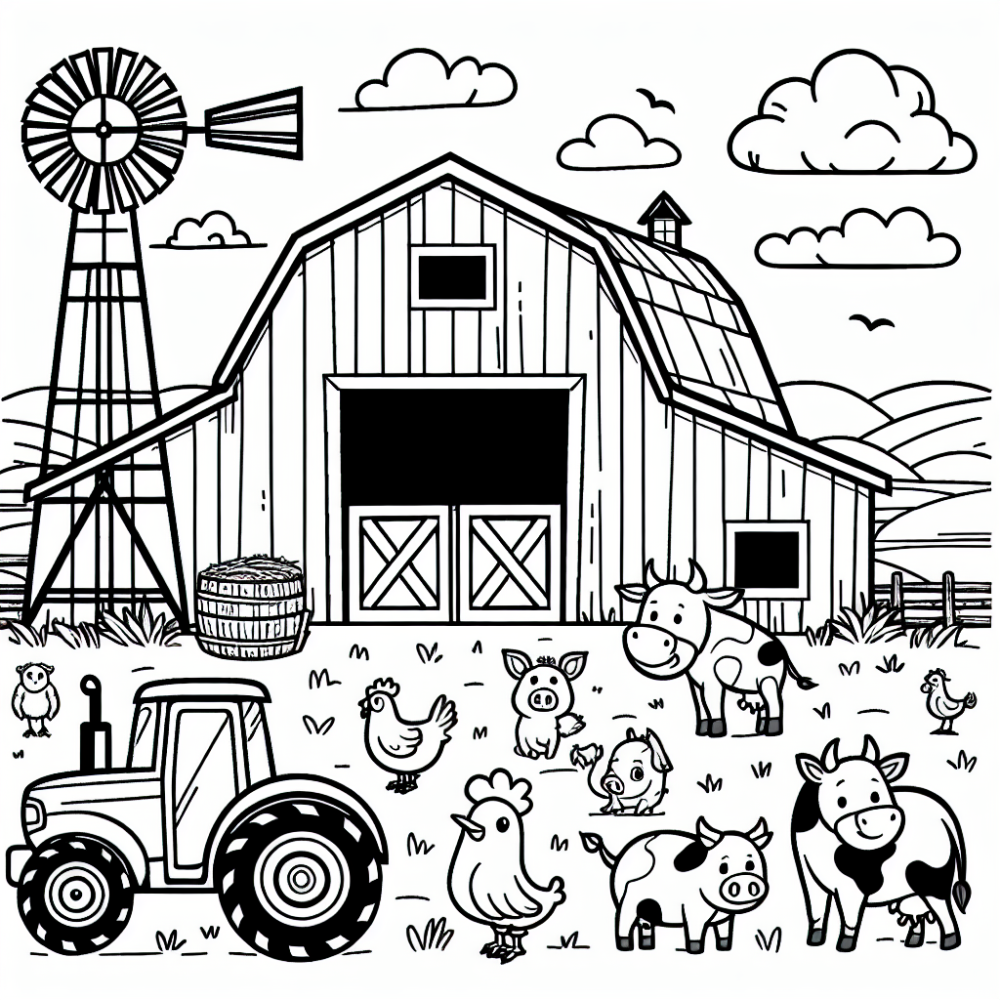 Coloring Page: Farm Animal Color Page for Kids