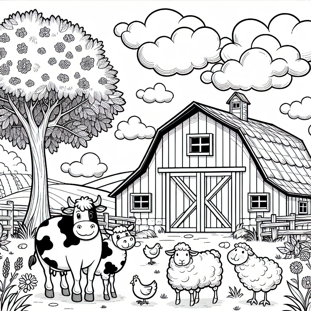 Coloring Page: Farm Animal Color Page for Kids