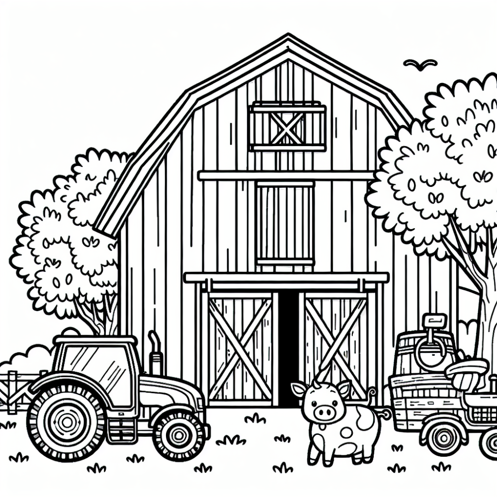 Coloring Page: Barnyard Fun Color Page for Kids