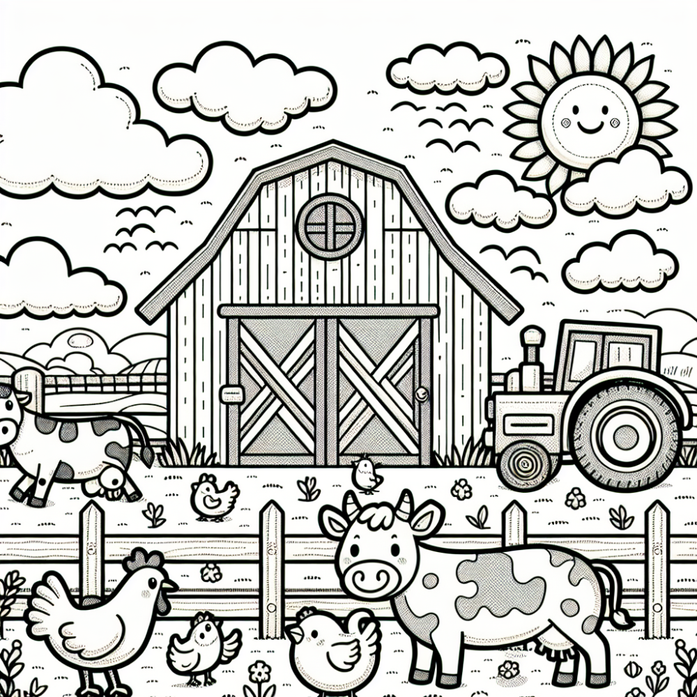 Coloring Page: Farm-Themed Color Page for Kids Fun and Educational