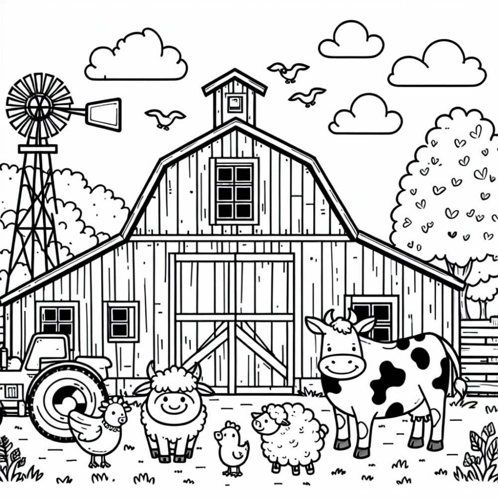 Coloring Page: Engaging Farm Animals Color Page for Kids