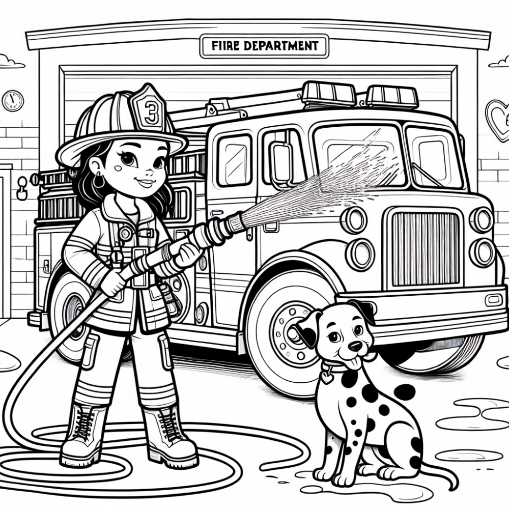 Coloring Page: Exciting Firefighter Color Page for Kids