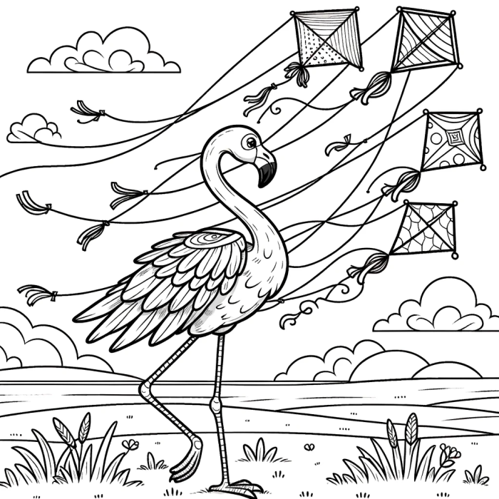 Coloring Page: Whimsical Flamingo Color Page for Kids - Engage & Learn
