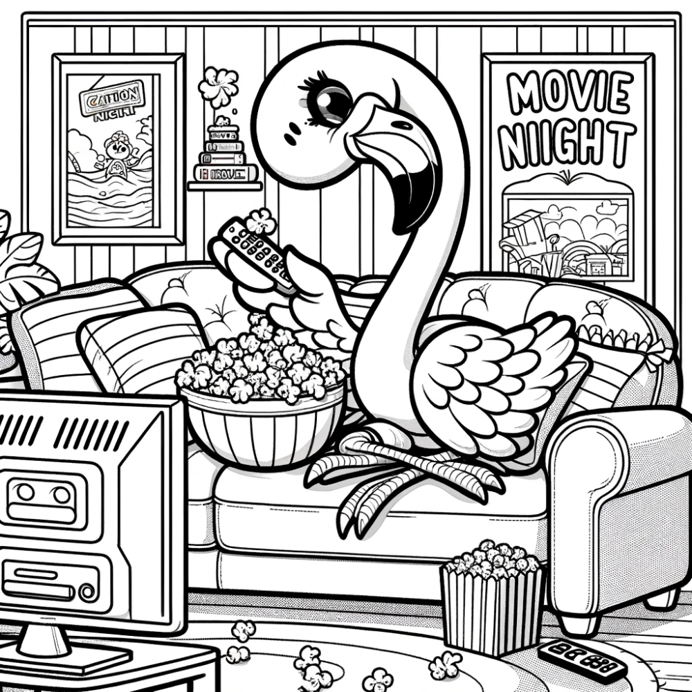 Coloring Page: Swan Movie Night - Free Color Page for Kids