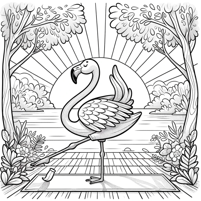 Coloring Page: Peaceful Flamingo Color Page for Kids - Creative Fun