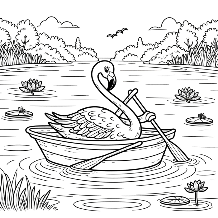 Coloring Page: Charming Swan Boat Adventure - Free Color Page for Kids