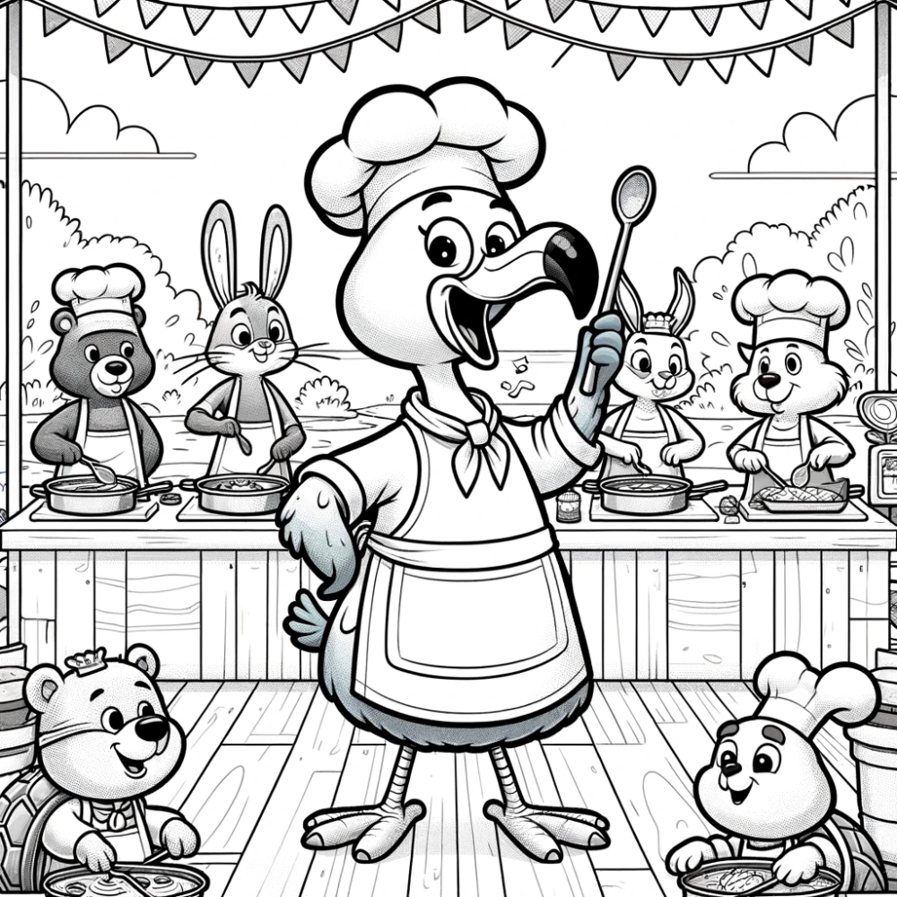 Coloring Page: Chef's Feast - A Whimsical Color Page for Kids