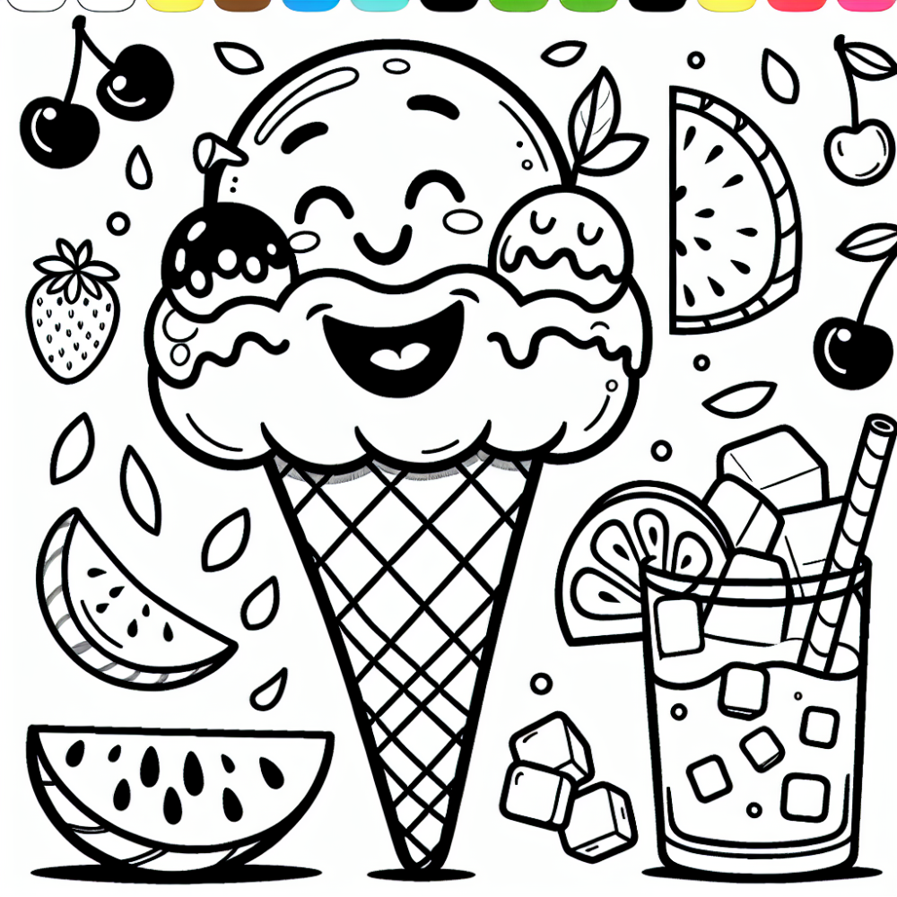 Coloring Page: Fun Ice Cream Color Page for Kids