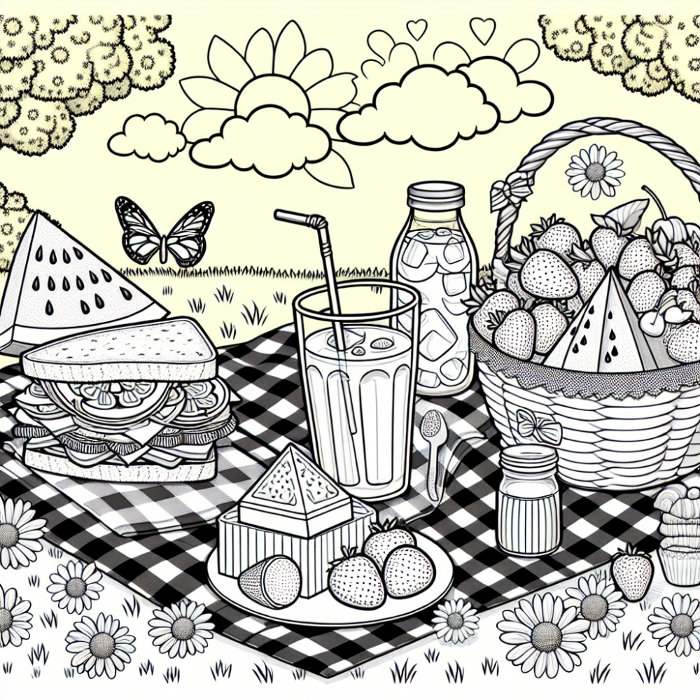 Coloring Page: Exciting Picnic Color Page for Kids