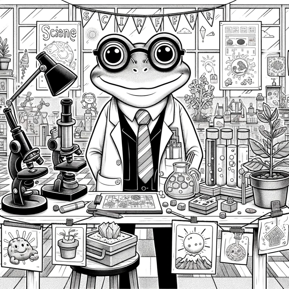 Coloring Page: Scientific Frog - Engaging Color Page for Kids