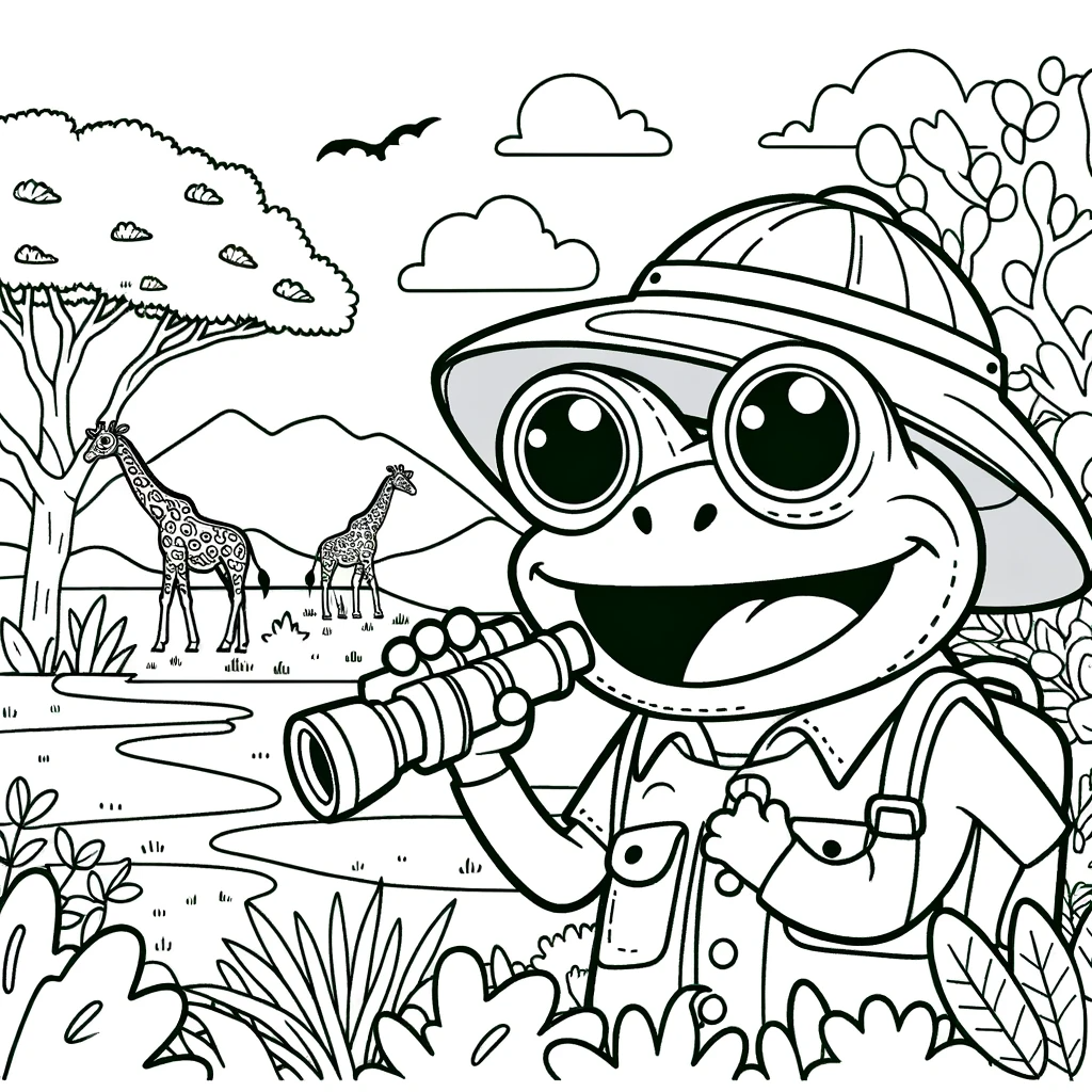 Coloring Page: Exploring Nature Safari - Color Page for Kids