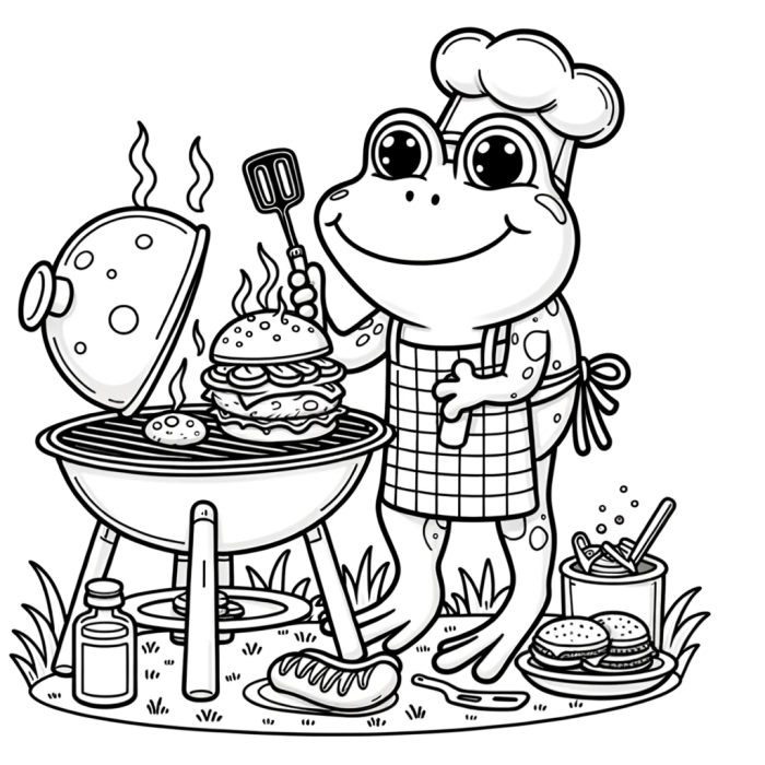 Coloring Page: Colorful BBQ Adventure - Fun Color Page for Kids