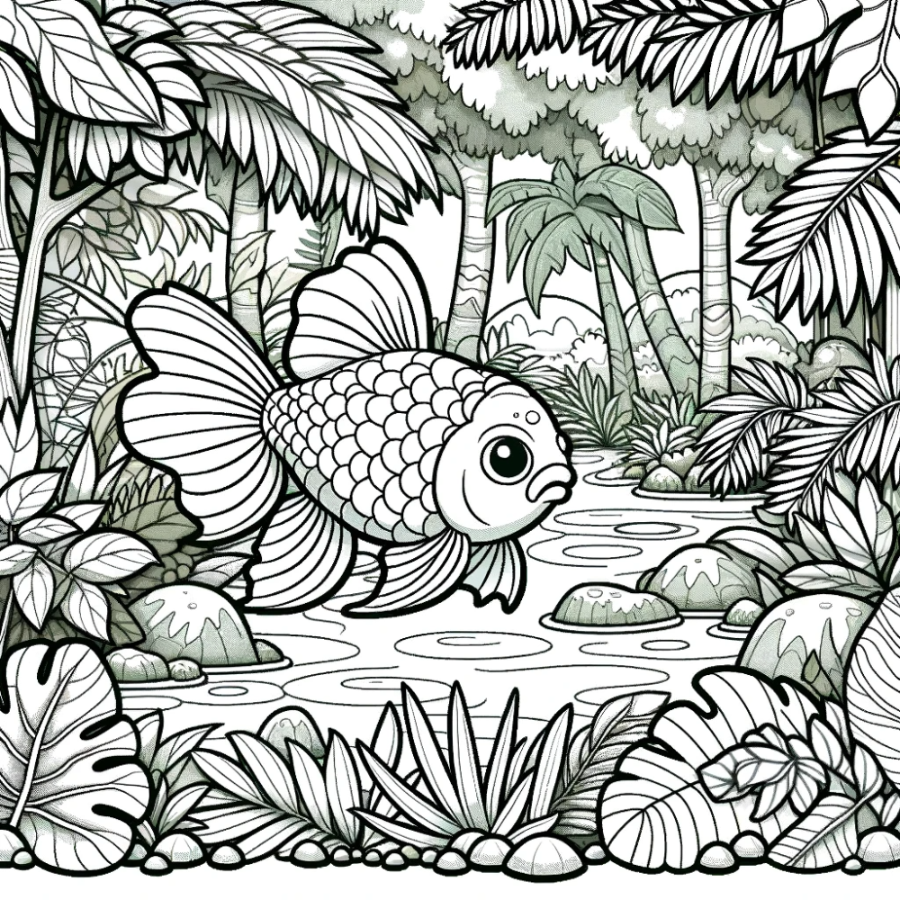 Coloring Page: Aquatic Fish Adventure - Color Page for Kids