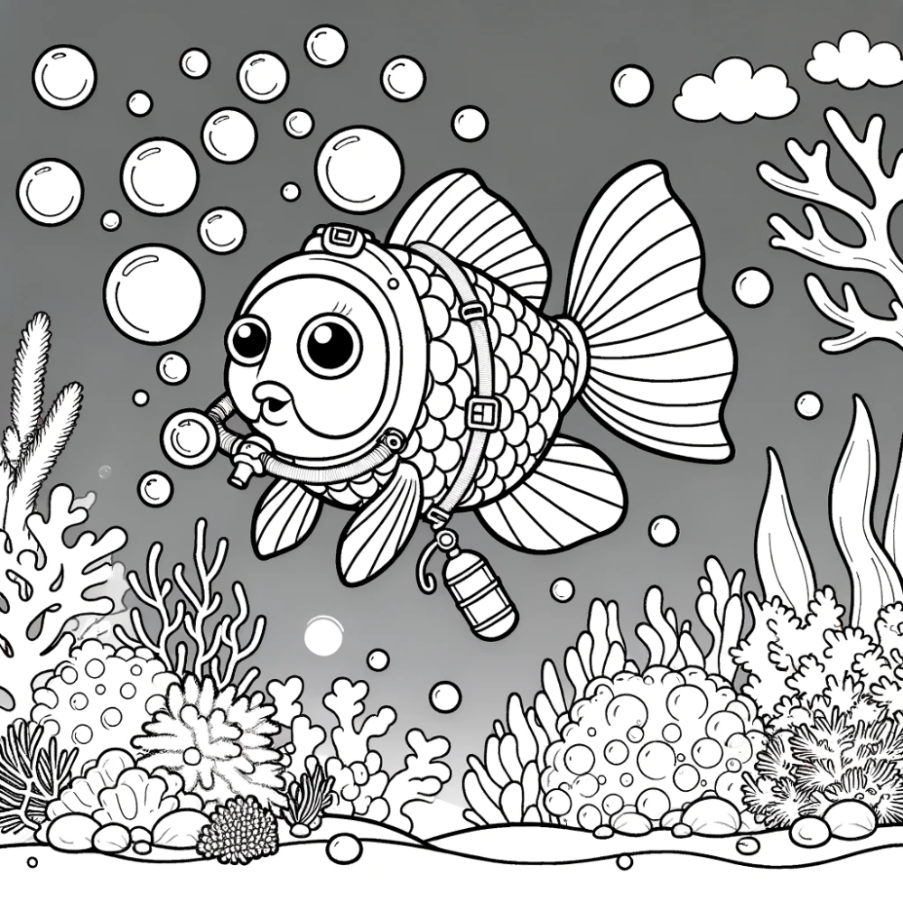 Coloring Page: Adventurous Ocean Fish - Free Color Page for Kids