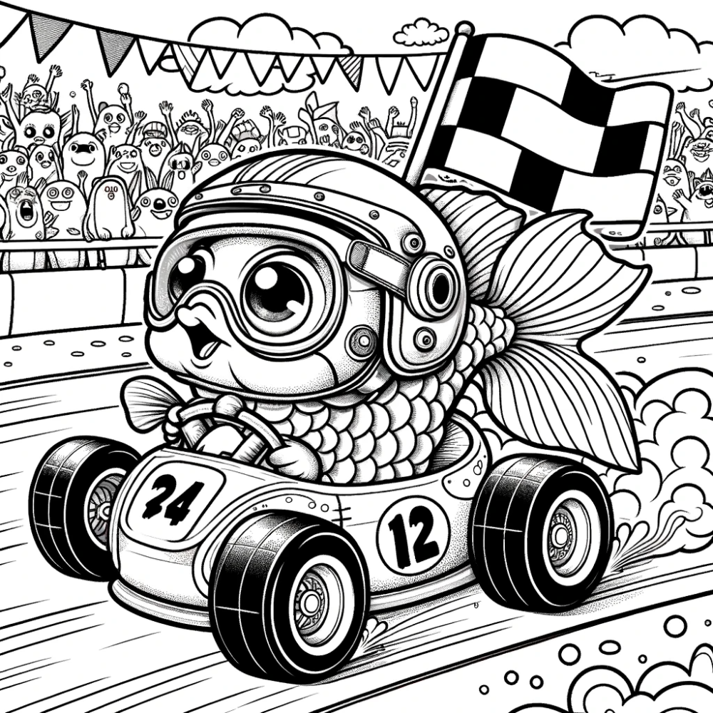 Coloring Page: Fun Fish Racing Adventure Color Page for Kids