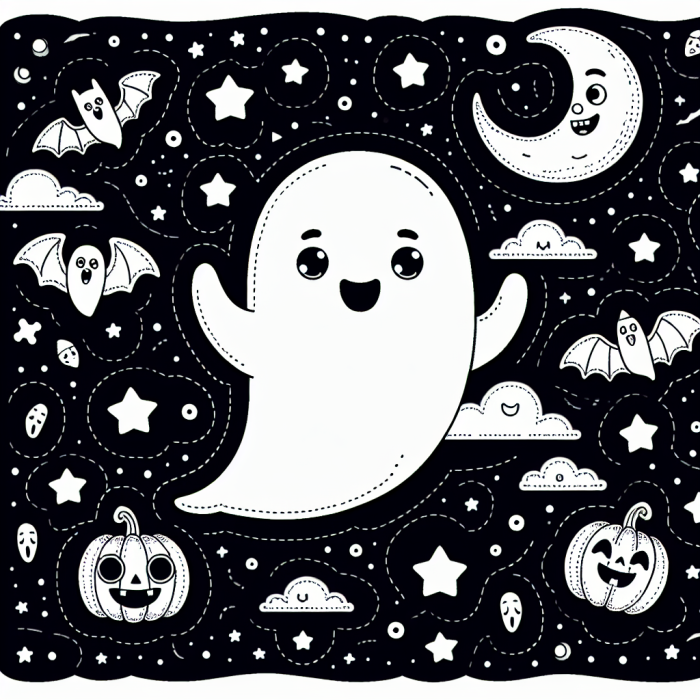 Coloring Page: Fun Halloween Ghost Color Page for Kids