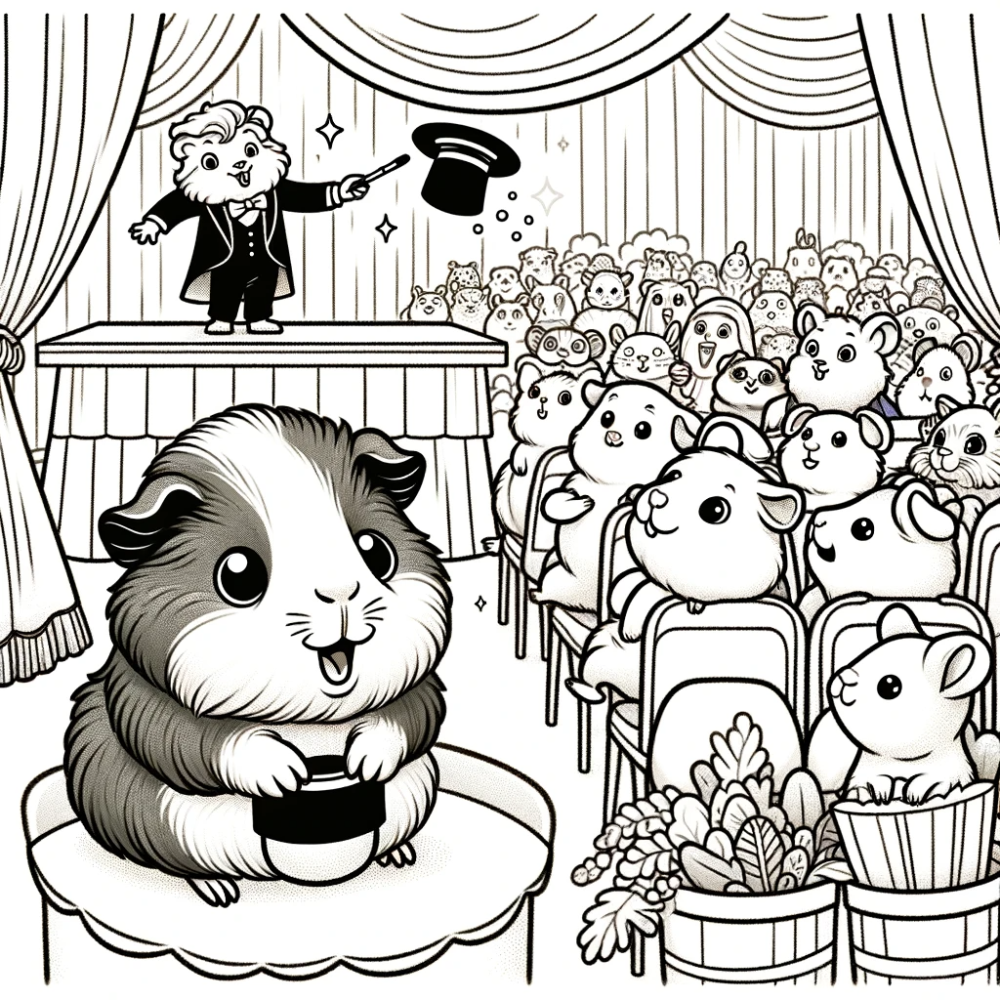 Coloring Page: Guinea Pig Magician - Color Page for Kids