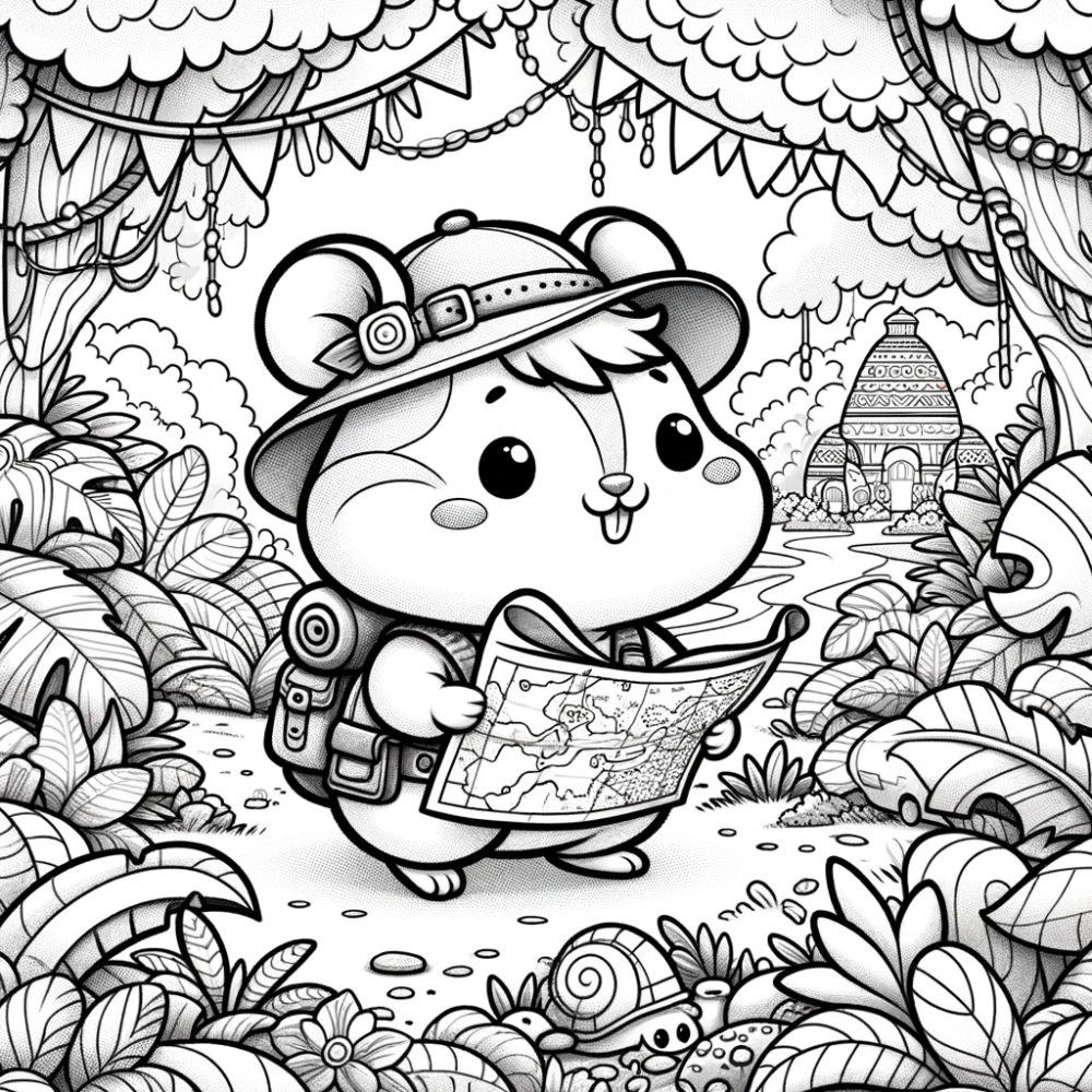 Coloring Page: Jungle Explorer - Free Printable Color Page for Kids