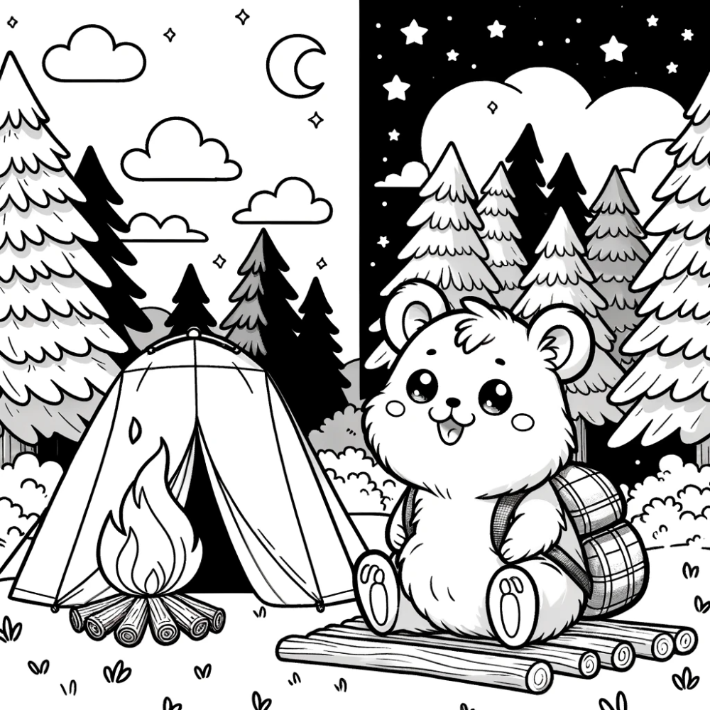 Coloring Page: Campfire Adventure Color Page for Kids
