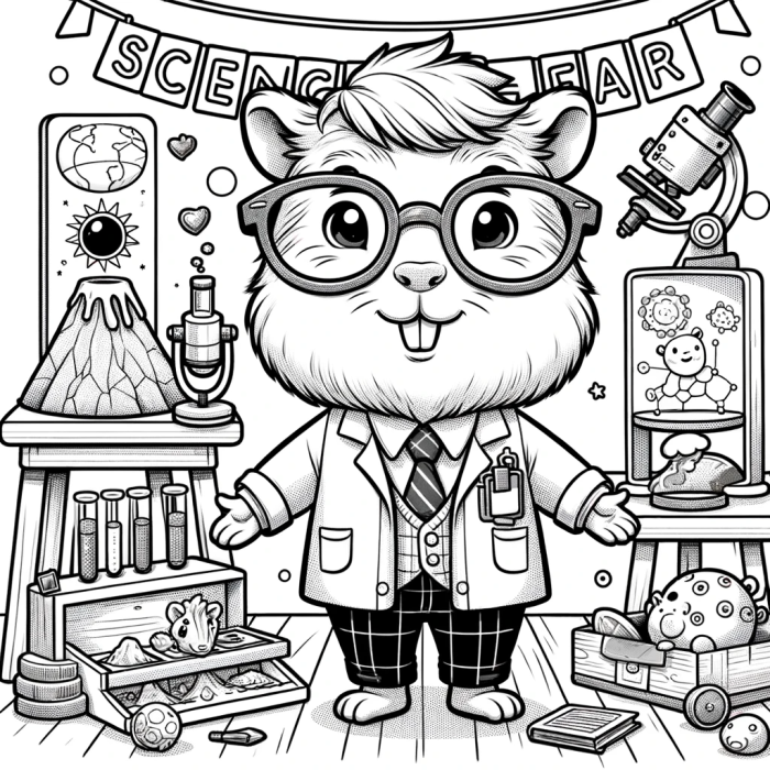 Coloring Page: Scientist Hamster Color Page for Kids - Fun with Science ...