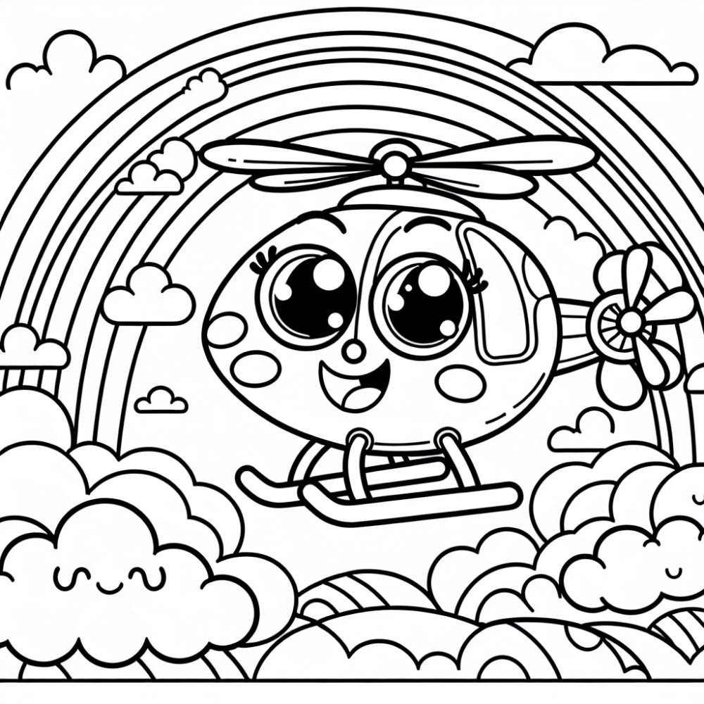 Coloring Page: Fun Helicopter Color Page for Kids