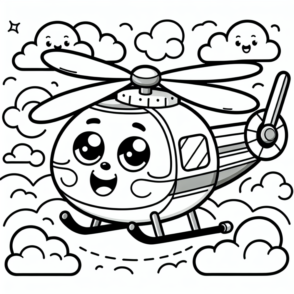 Coloring Page: Fun Helicopter Color Page for Kids
